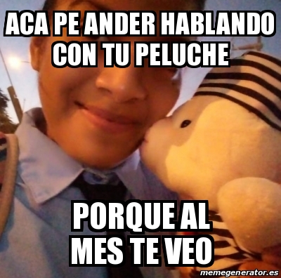 Meme Personalizado - aca pe ander hablando con tu peluche porque al mes ...