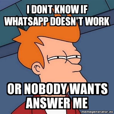 Meme Futurama Fry - i dont know if whatsapp doesn't work or nobody ...