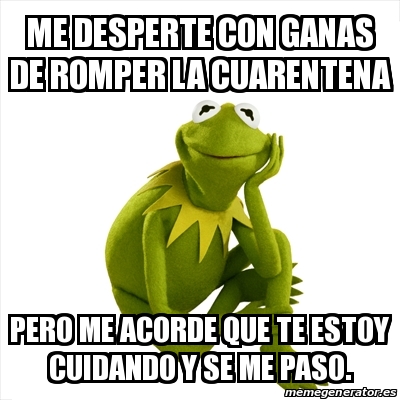 Meme Kermit the frog - me desperte con ganas de romper la cuarentena ...