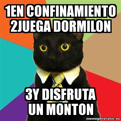 Meme Business Cat - 1en confinamiento 2juega dormilon 3y disfruta un ...
