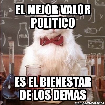 Meme Chemistry Cat - el mejor valor politico es el bienestar DE LOS ...