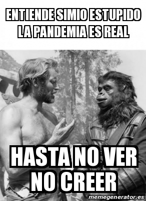Meme Personalizado - Entiende simio estupido la pandemia es real Hasta ...