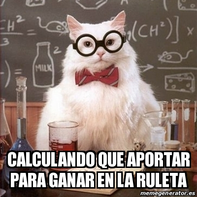 Meme Chemistry Cat - Calculando que aportar para ganar en la ruleta ...