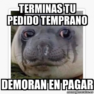Meme Personalizado - Terminas tu pedido temprano Demoran en pagar ...