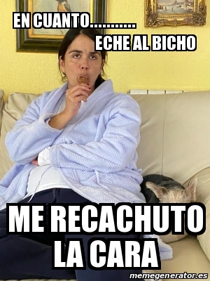 Meme Personalizado - En cuanto........... eche al bicho me recachuto la ...