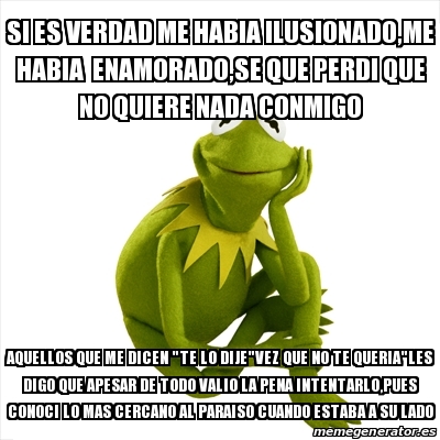 Meme Kermit the frog - Si es verdad me habia ilusionado,me habia ...