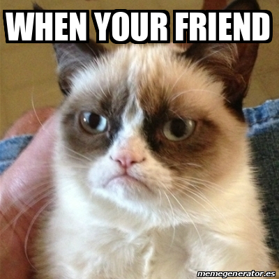 Meme Grumpy Cat - when your friend - 31659754