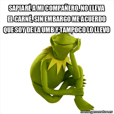 Meme Kermit the frog - sapiaré a mi compañero, no lleva el carné, sin ...