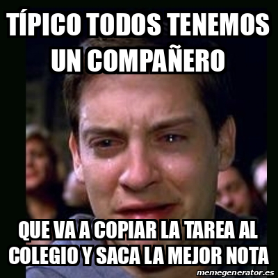 Meme crying peter parker - TÍPICO todos tenemos un compañero que va a ...