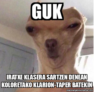 Meme Personalizado - guk Iratxe klasera sartzen denean koloretako ...