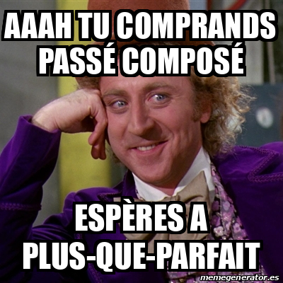 Meme Willy Wonka - Aaah tu comprands passé composé espères a plus-que ...