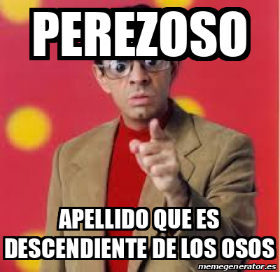 Meme Personalizado - PEREZOSO APELLIDO QUE ES DESCENDIENTE DE LOS OSOS ...
