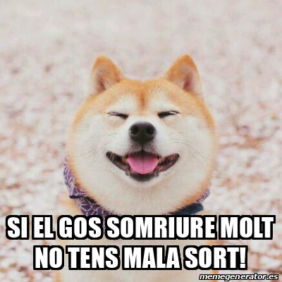 Meme Personalizado - Si el gos somriure molt no tens mala sort! - 31692278