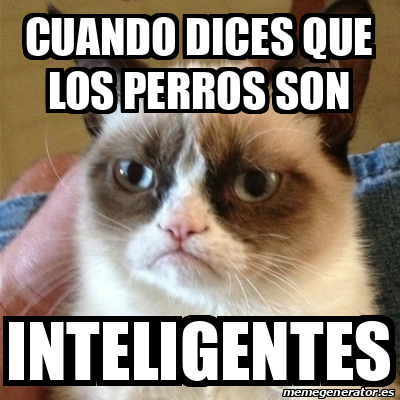 Meme Grumpy Cat - cuando dices que los perros son inteligentes - 31695869