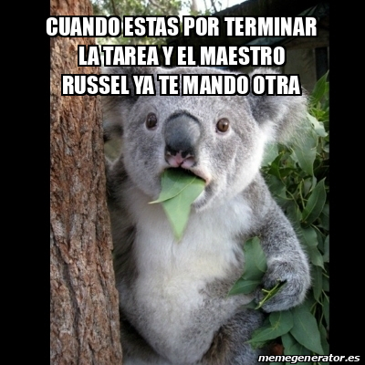 Meme Koala - cuando estas por terminar la tarea y el maestro russel ya ...