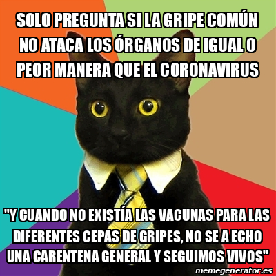 Meme Business Cat - solo pregunta si la gripe COMÚN no ataca los ...