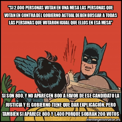 Meme Batman slaps Robin - "si 2.000 personas votan en una mesa las ...