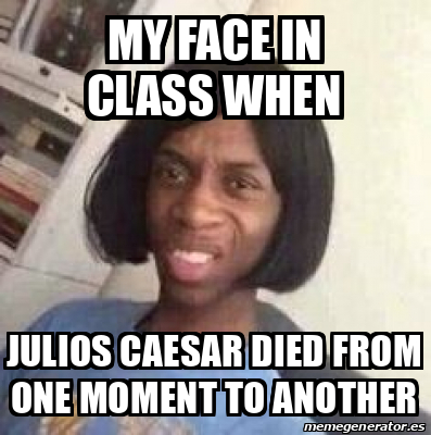 Meme Personalizado - my face in class when julios caesar died from one ...