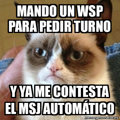 Meme Grumpy Cat - Mando un wsp para pedir turno Y ya me contesta el msj ...