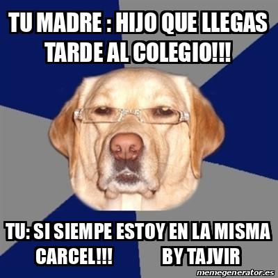 Meme Perro Racista - TU MADRE : HIJO QUE LLEGAS TARDE AL COLEGIO!!! Tu ...