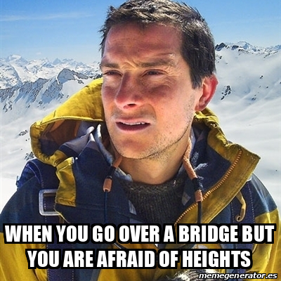 Meme Bear Grylls - WHEN YOU GO OVER A BRIDGE BUT YOU ARE AFRAID OF ...