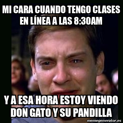 Meme crying peter parker - Mi cara cuando tengo clases en línea a las 8 ...