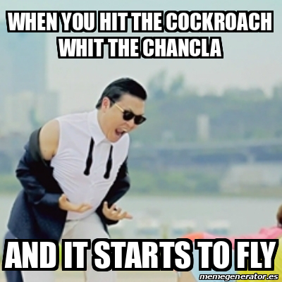 Meme Gangnam Style - when you hit the cockroach whit the chancla and it ...