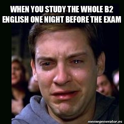 Meme crying peter parker - WHEN YOU STUDY THE WHOLE B2 ENGLISH ONE ...