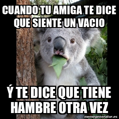Meme Koala - Cuando tu amiga te dice que siente un vacio ý te dice que ...