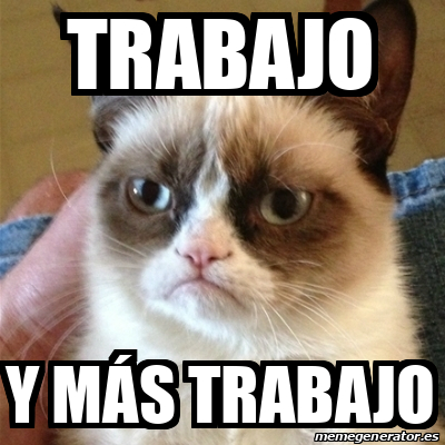 Meme Grumpy Cat - Trabajo Y más trabajo - 31896281