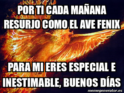 Meme Personalizado - por ti cada mañana resurjo como el ave fenix para ...