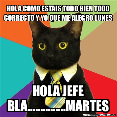 Meme Business Cat - hola como estais todo bien todo correcto y yo que ...