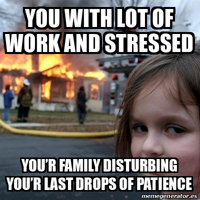 Meme Disaster Girl - You with lot of work and strEssed You’r family ...