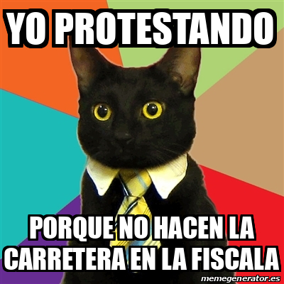 Meme Business Cat - yo protestando porque no hacen la carretera en la ...