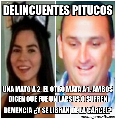 Meme Personalizado - DELINCUENTES pitucos Una mato a 2, el otro mata a ...
