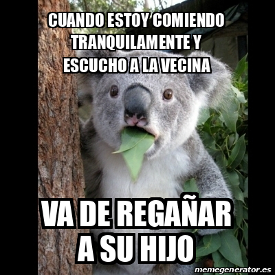 Meme Koala - cuando estoy comiendo tranquilamente y escucho a la vecina ...