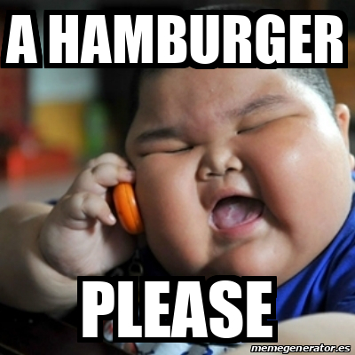 Meme fat chinese kid - a hamburger please - 32104344