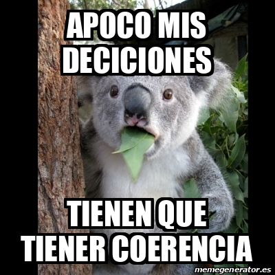 Meme Koala - apoco mis deciciones tienen que tiener coerencia - 32107600