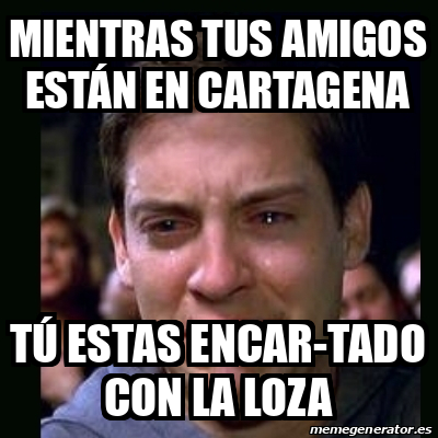 Meme crying peter parker - Mientras tus amigos están en CARTAgena Tú ...