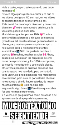 Meme Personalizado - MUCHO TEXTO NO SE ENTIENDE - 32160861