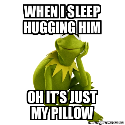 Meme Kermit the frog - When I sleep hugging him Oh it’s just My pillow ...