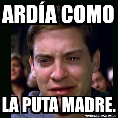 Meme crying peter parker - Ardía como La puta madre. - 32166783