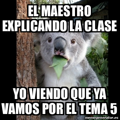 Meme Koala - el maestro explicando la clase yo viendo que ya vamos por ...
