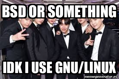 Meme Personalizado - bsd or something idk i use gnu/linux - 32177234