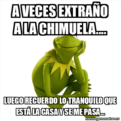 Meme Kermit the frog - A veces extraño a la chimuela.... Luego recuerdo ...