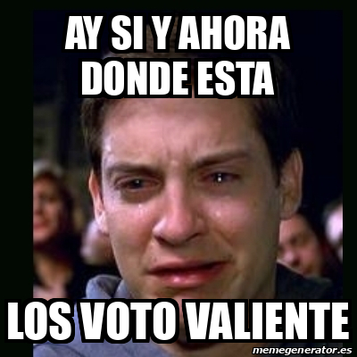 Meme crying peter parker - ay si y ahora donde esta los voto valiente ...