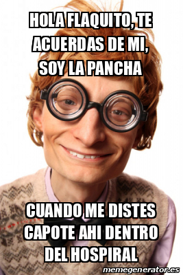 Meme Personalizado - Hola flaquito, te acuerdas de mi, soy la Pancha ...