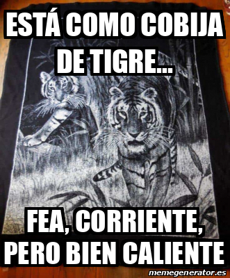 Meme Personalizado - está como cobija de tigre... fea, corriente, pero ...