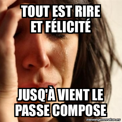 Meme Problems - TOUT EST rire et félicité jusq'À vient le passe compose ...