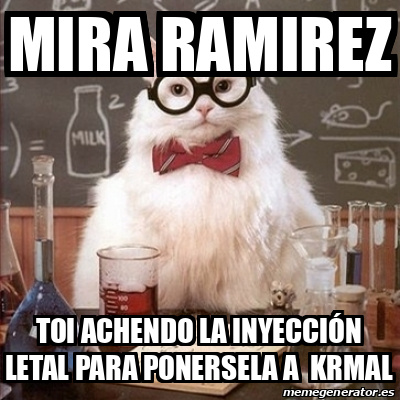 Meme Chemistry Cat - Mira ramirez Toi achendo la inyección letal para ...